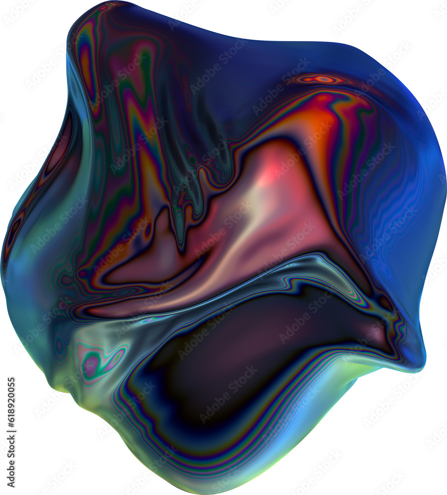 Iridescent Metallic Cloth Distortion Warp 3d Shape on Transparent ...