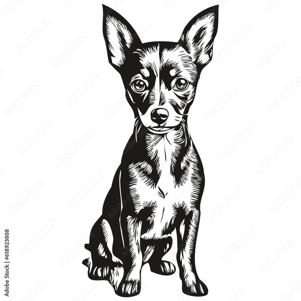 Miniature Pinscher dog head line drawing vector,hand drawn illustration ...