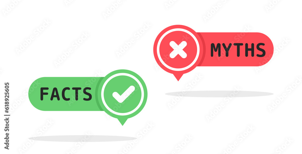 Facts vs Myths. True or false facts banners. Badges for marketing and ...