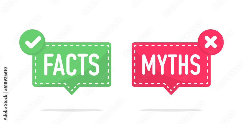 Facts vs Myths. True or false facts banners. Badges for marketing and ...