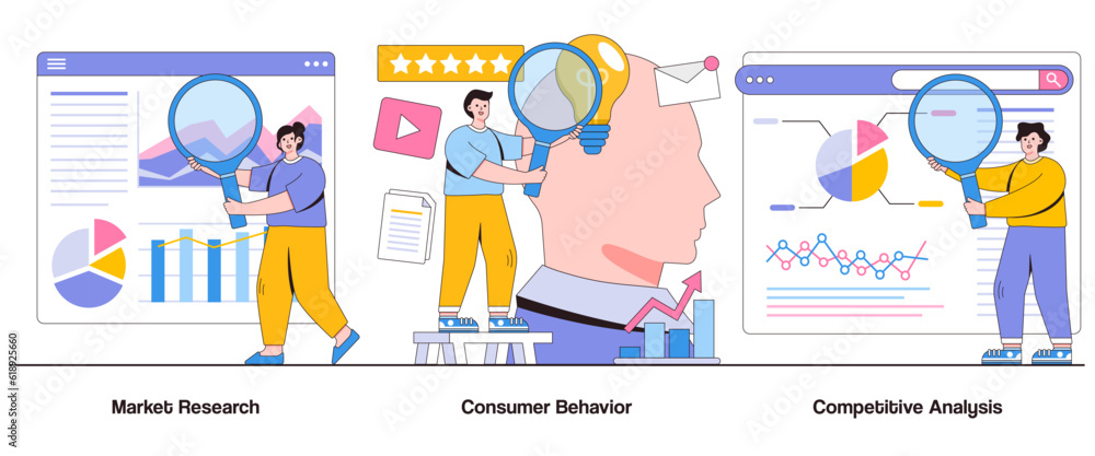 Market Research, Consumer Behavior, Competitive Analysis Concept with ...