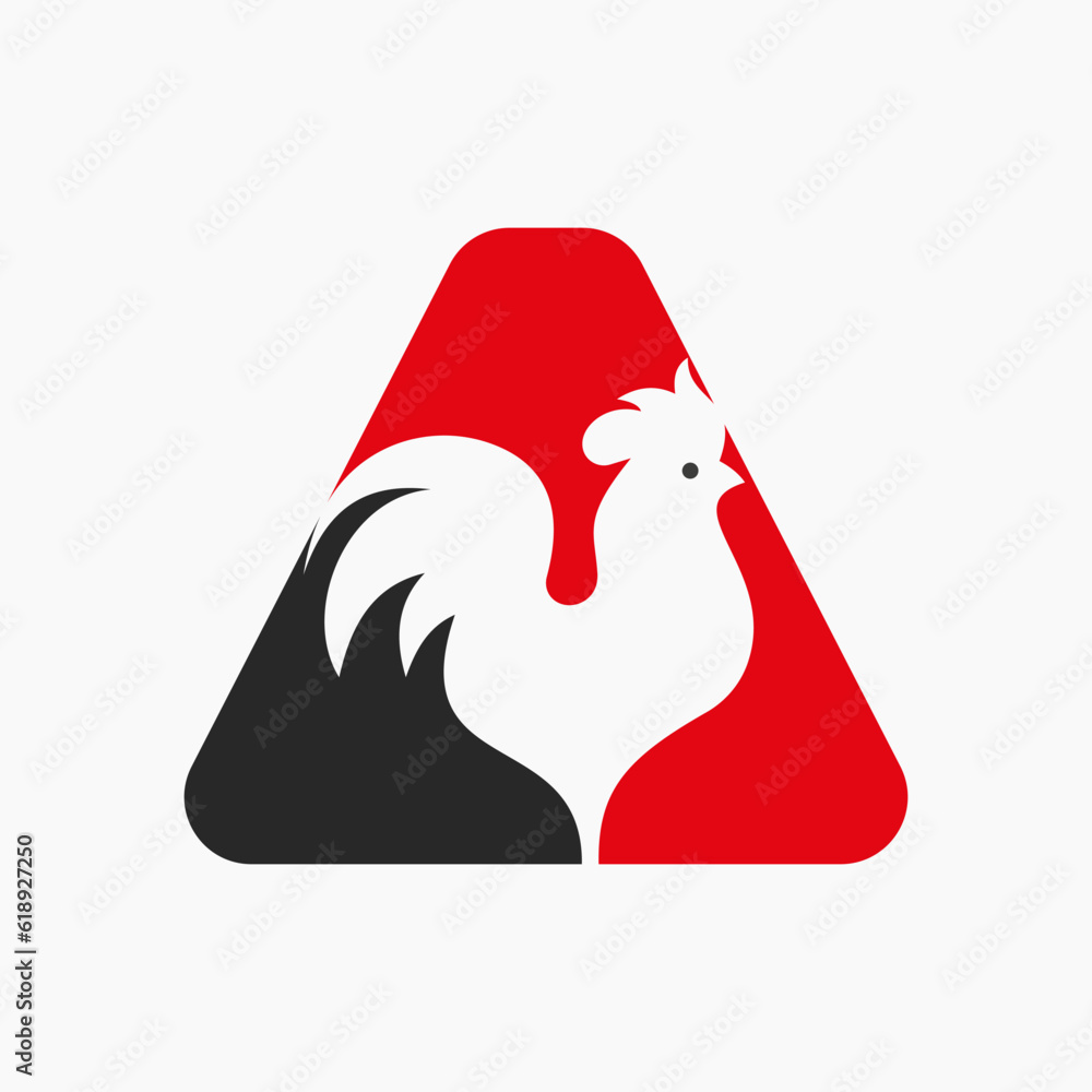 Letter A Poultry Logo With Hen Symbol. Chicken Logo, Rooster Sigh ...