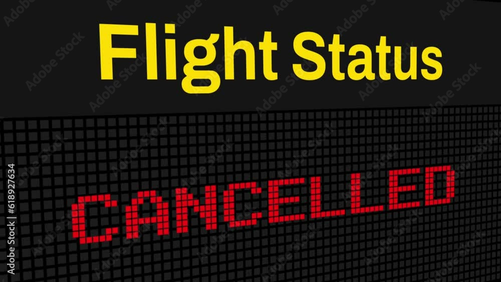 Flight Cancelled Status Animation 4K Background design, digital airport ...