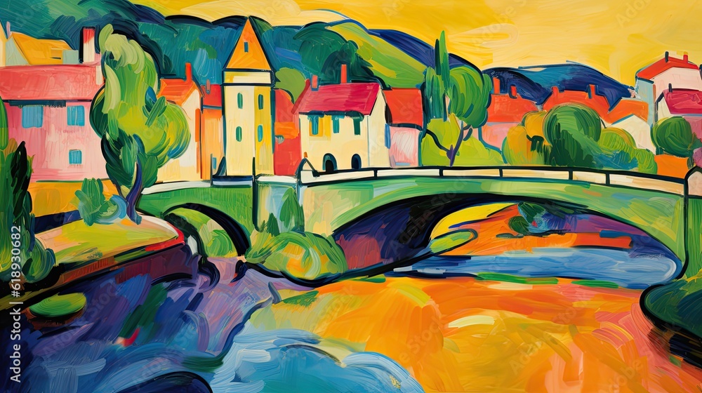 watercolor painting of the house fauvism Stock Illustration | Adobe Stock