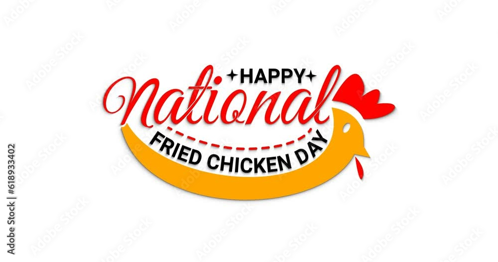 Happy National Fried Chicken Day Animation text. The handwritten text ...