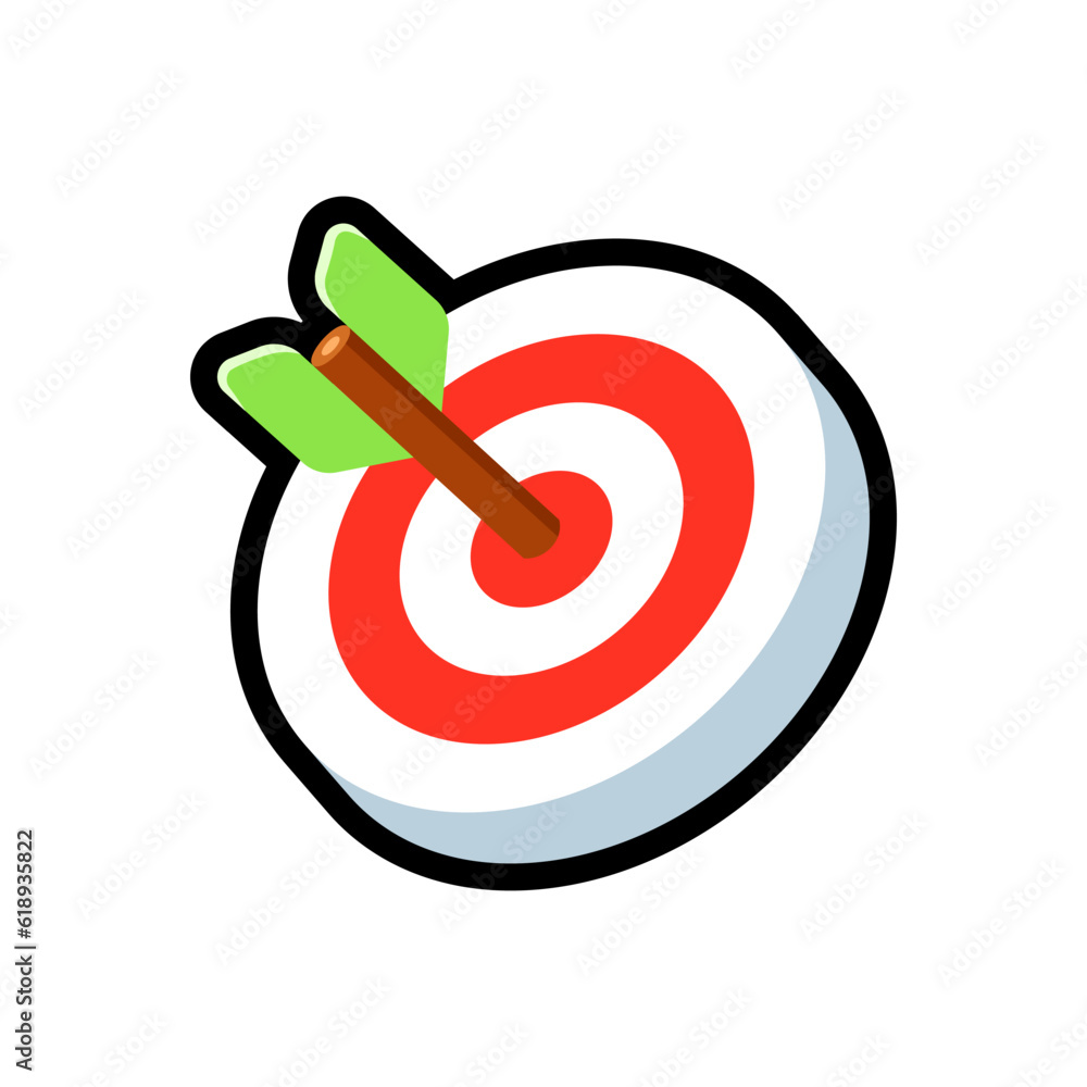Isolated flat 3d target icon for game, interface, sticker, app. The ...