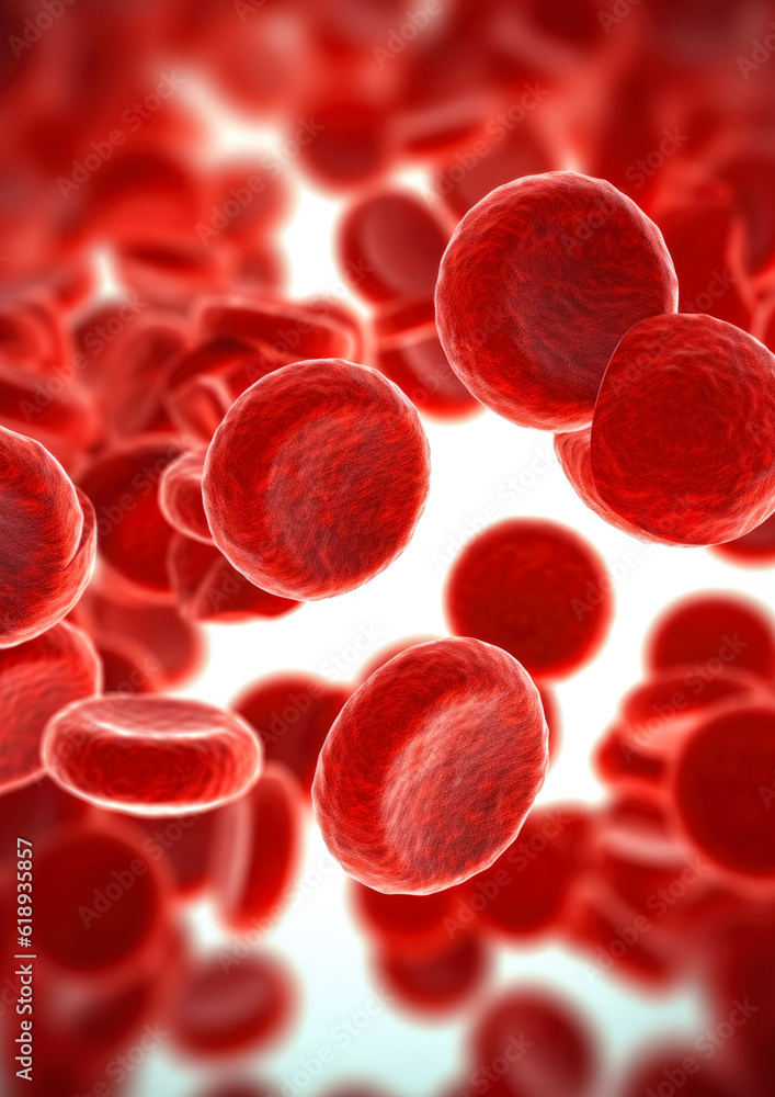 Red blood cells under microscope, scientific illustration. Generative ...