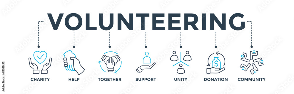 Volunteering banner web icon vector illustration concept for volunteer ...