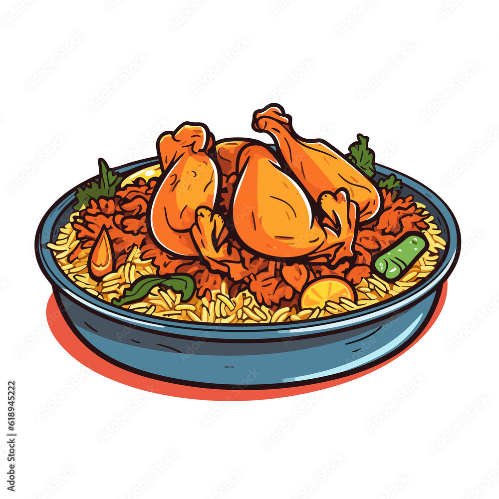 Chicken Biryani Indian Food, Png, illustration, Generative AI Stock ...