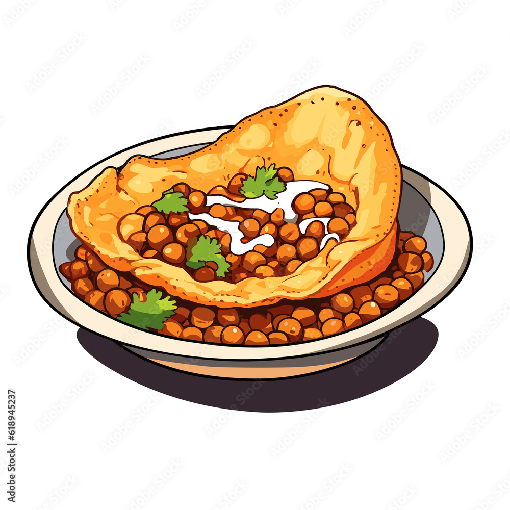 Chole Bhature India Food, Png, illustration, Generative AI Stock ...