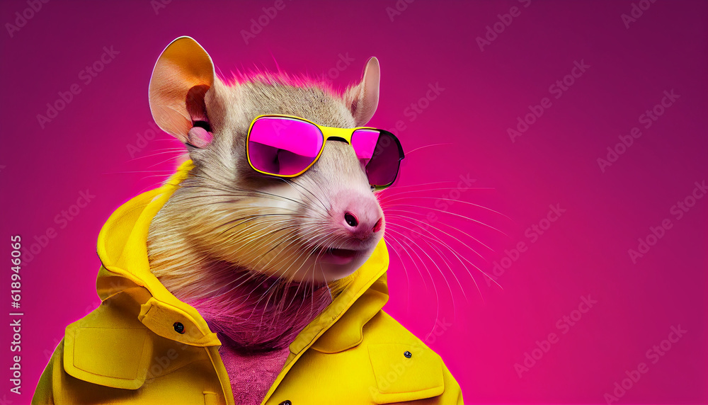 Cool looking Mice, Mouse wearing funky fashion dress - bright yellow ...