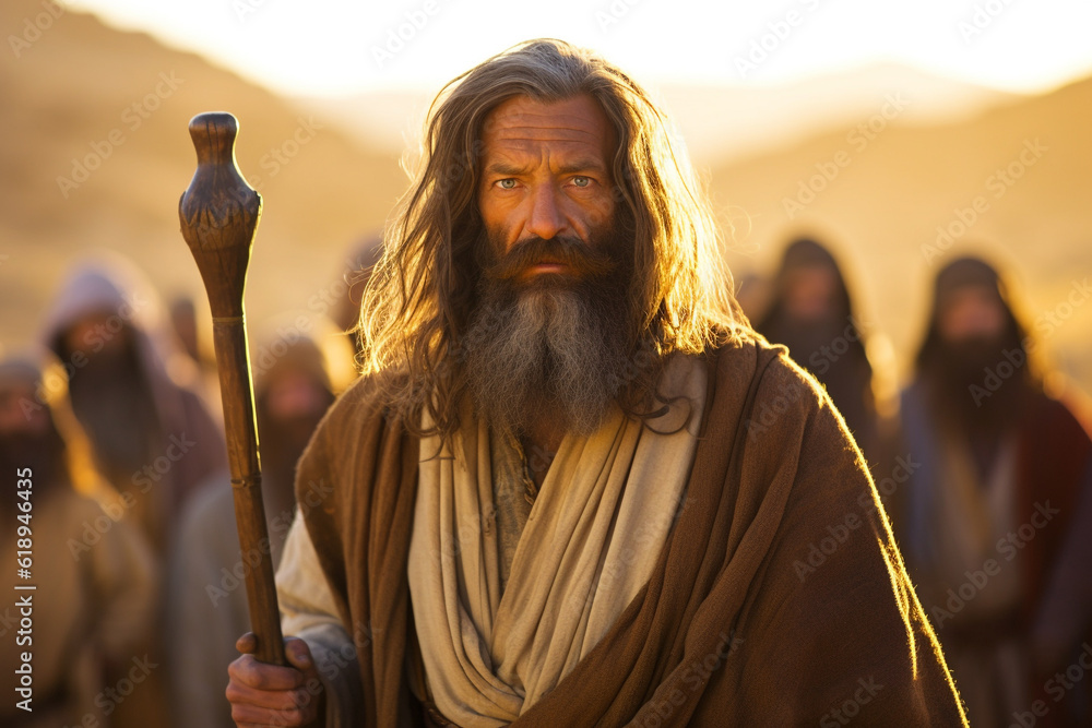 Moses leads the Jews through the desert, Moses led his people to the ...