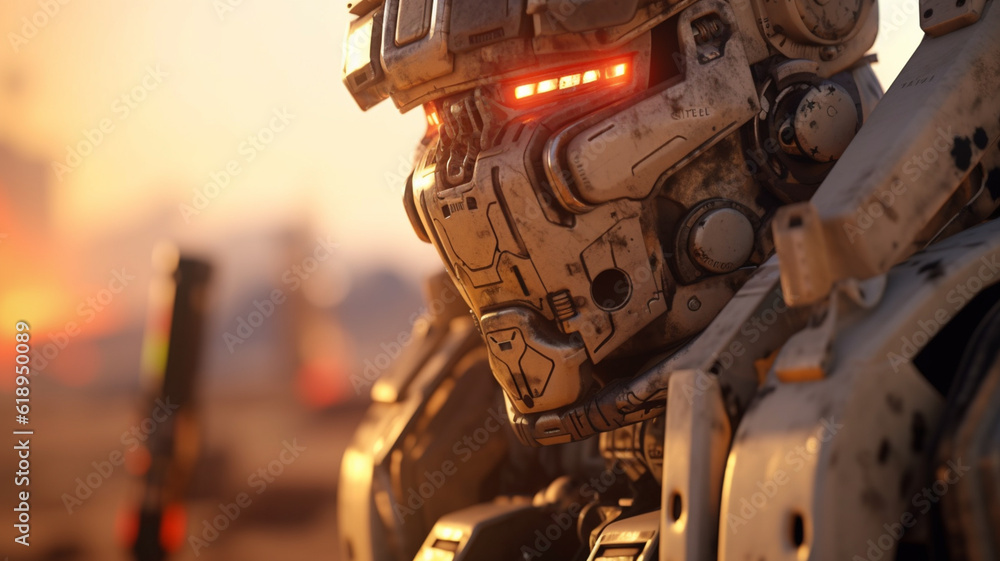 a robot is a soldier with combat gear, artificial intelligence and ...