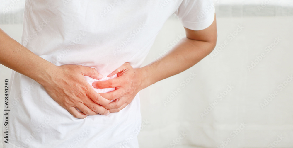 Man has abdominal pain on the left side. because of health problems ...