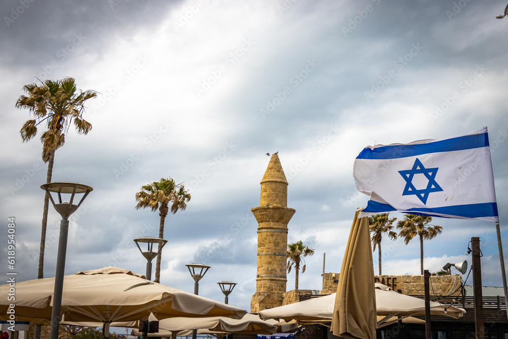ruins of the ancient roman theatre, caesarea, israel, roman landmark ...