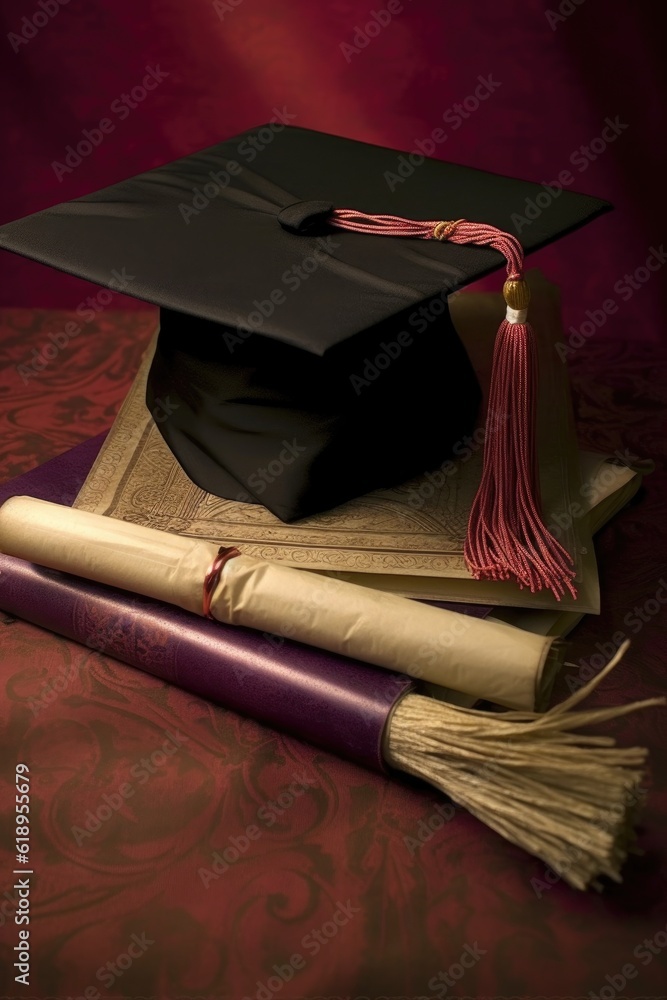 law school graduation cap and diploma, created with generative ai Stock ...