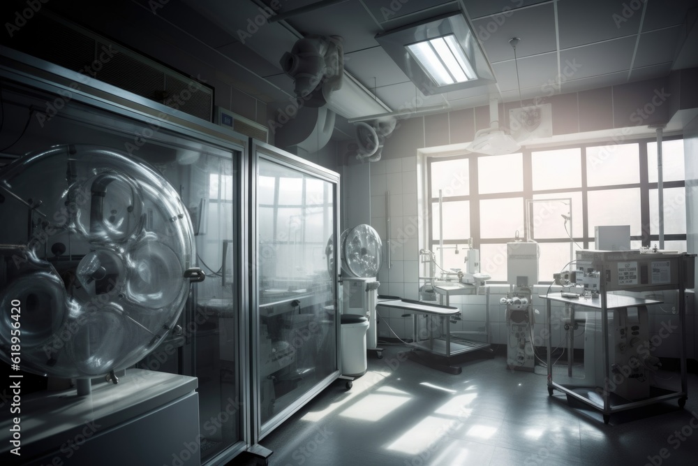 ventilation system in operating room, with clear view of surgical tools ...