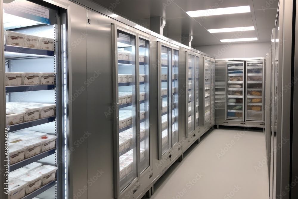 walk-in freezer stocked with frozen foods, ready to prepare meals ...