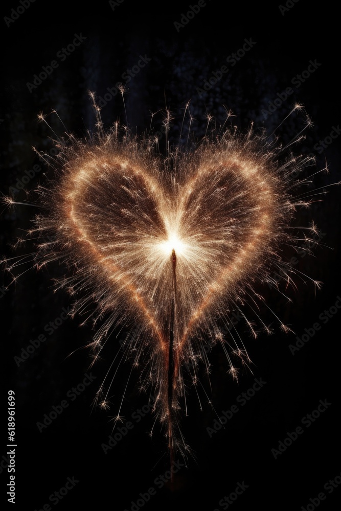 sparklers forming heart shape in darkness, created with generative ai ...