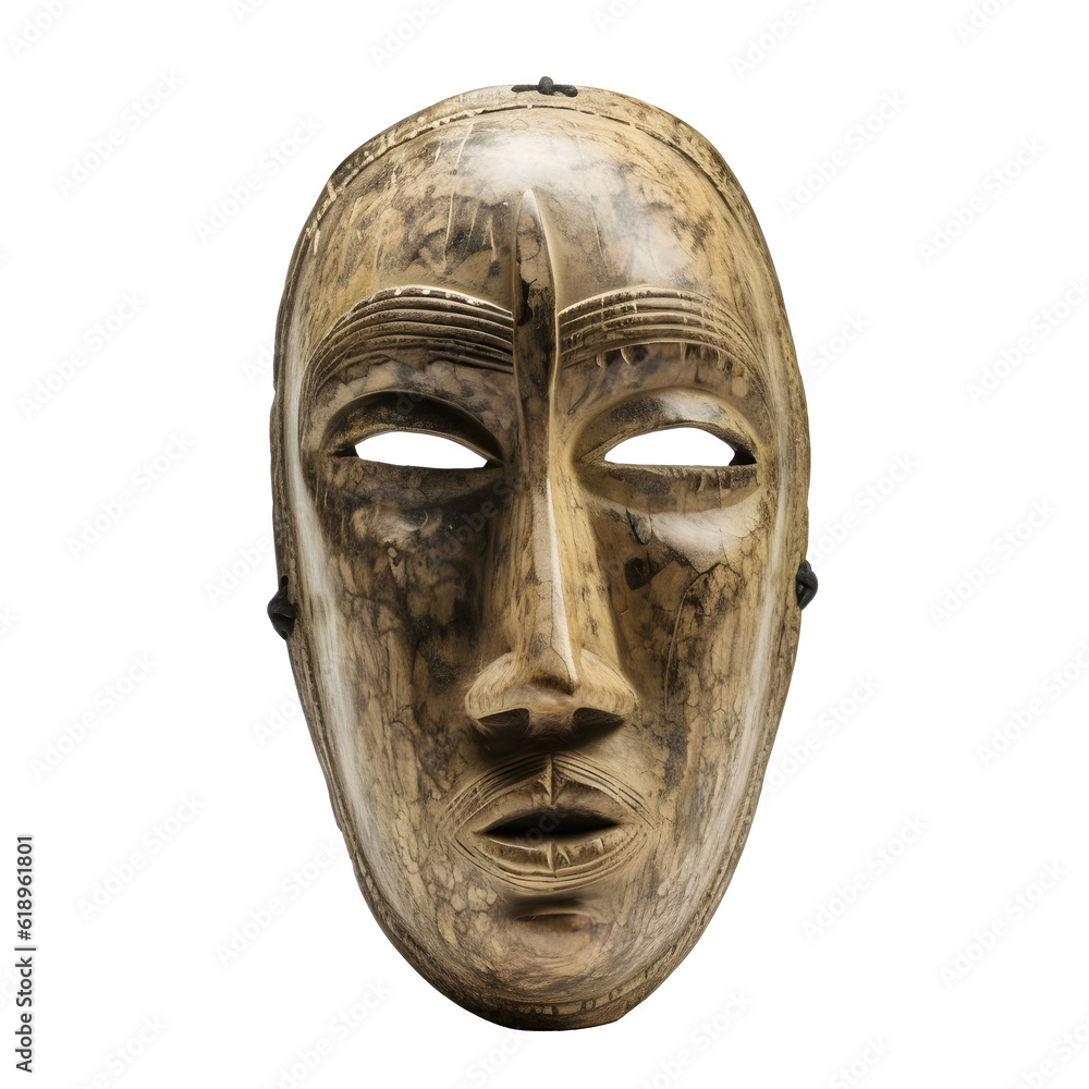 traditional wooden tribal mask isolated on transparent background ...