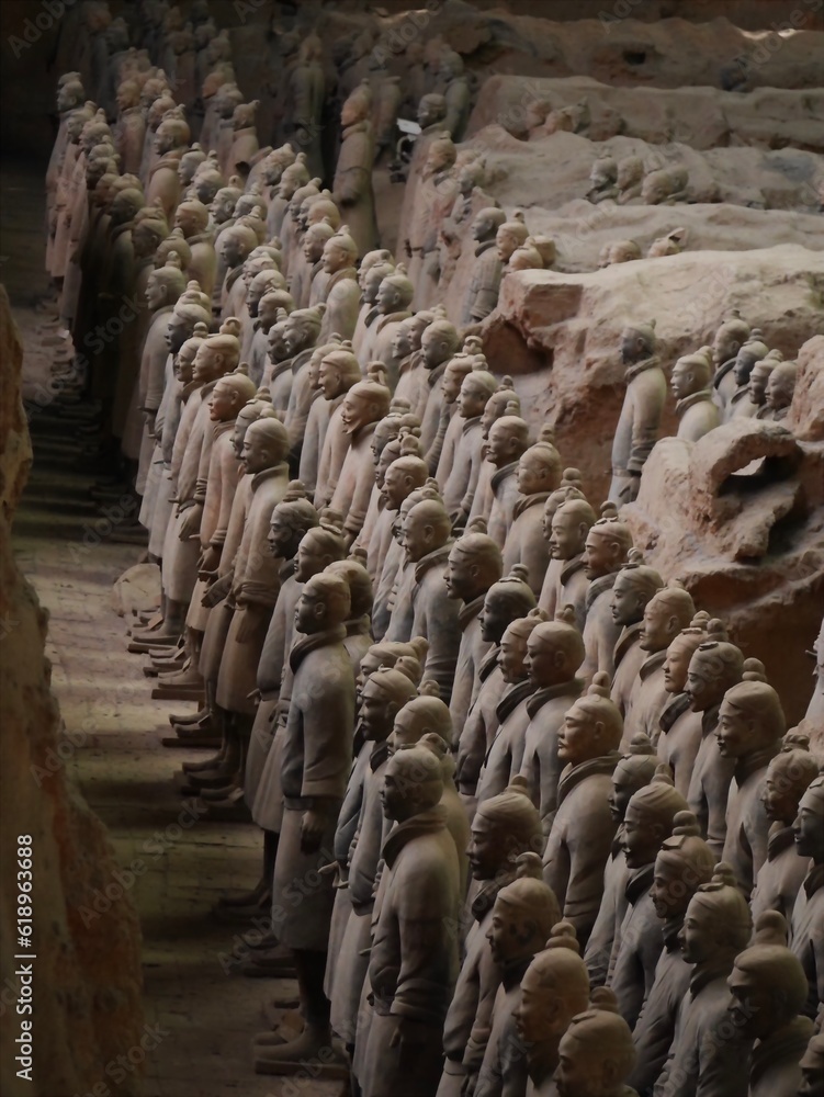 China - December 29, 2018, Terracotta army soldiers in the mausoleum ...