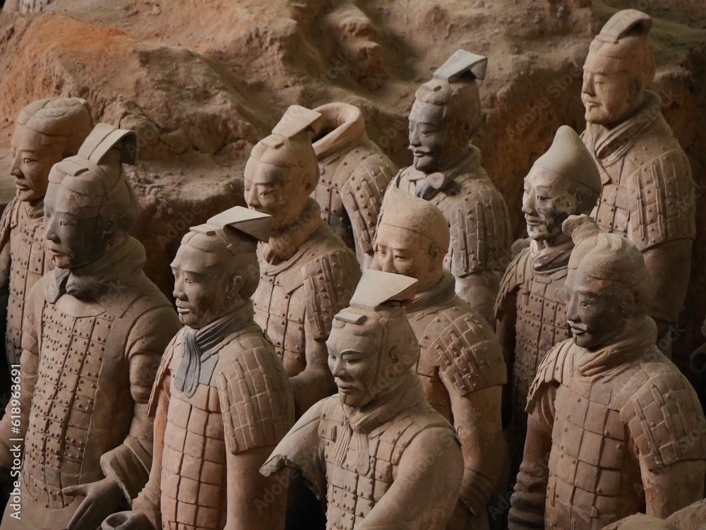 China - December 29, 2018, Terracotta army soldiers in the mausoleum ...