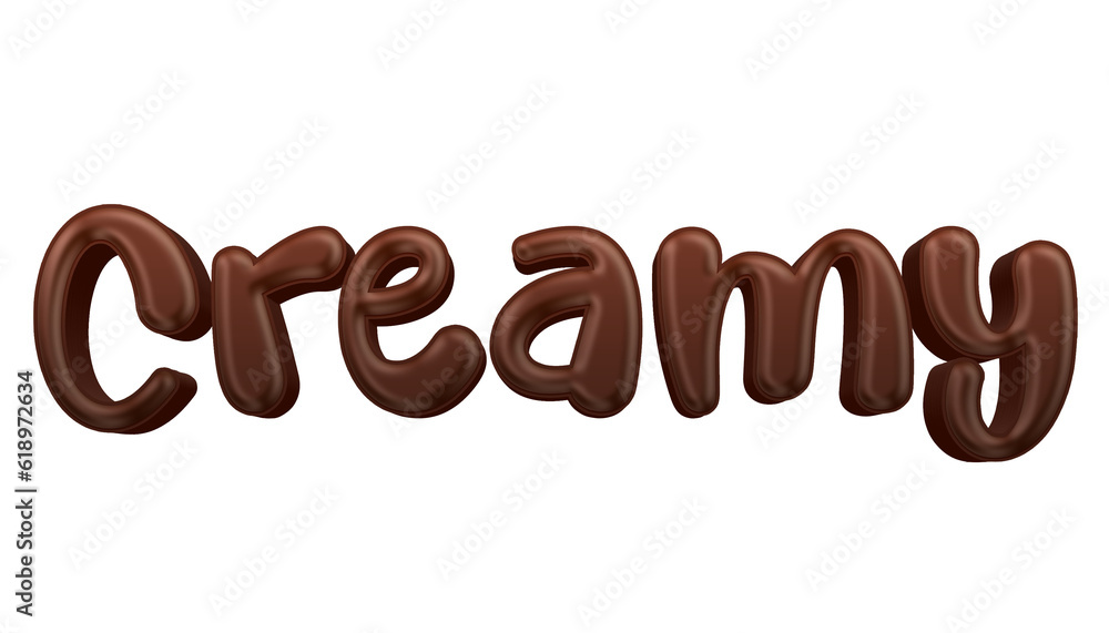 Chocolate candy creamy word isolated on transparent background. This is ...