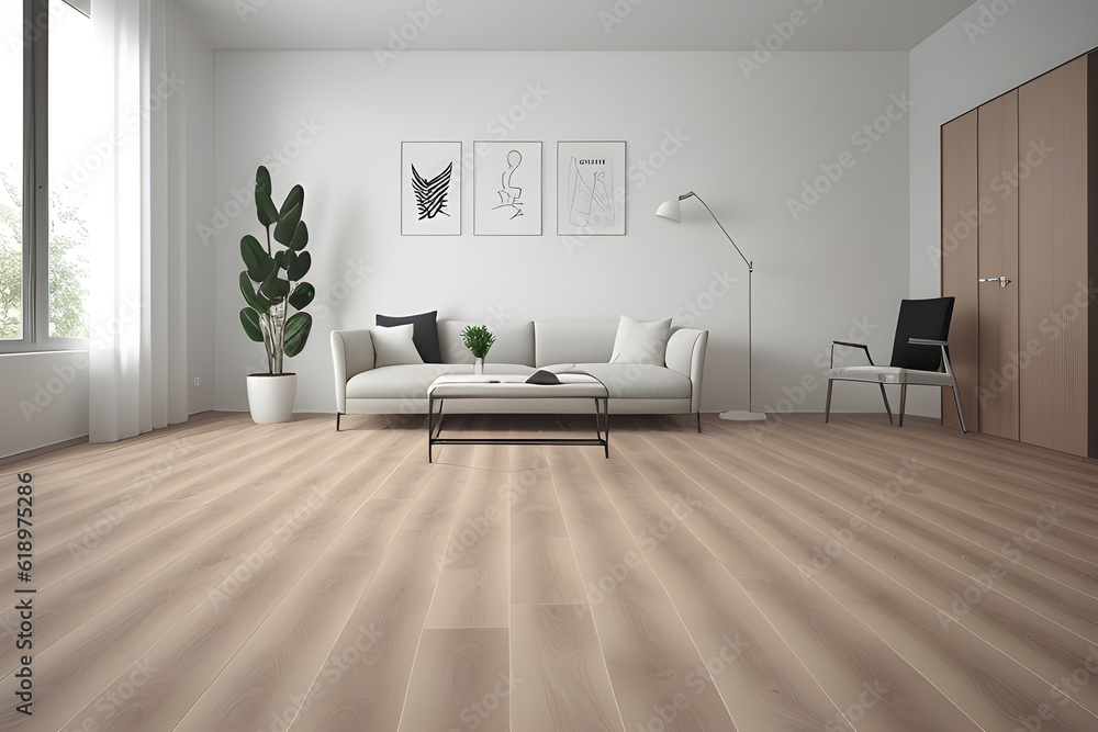 capturing room interior design with fishbone flooring transformed Stock ...