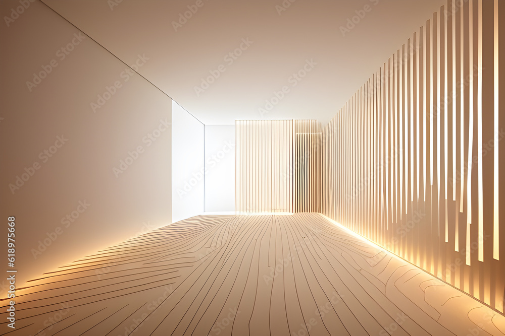 capturing room interior design with fishbone flooring transformed Stock ...