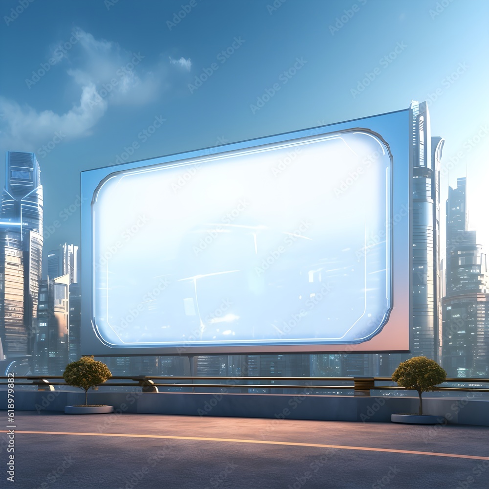 Blank billboard blending seamlessly into a high-tech cityscape Stock ...