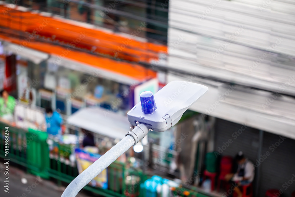Automatic street light open circuit cylinder. Photo switch box on ...