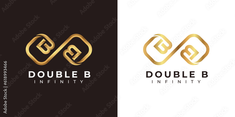 Letter B Infinity Logo design and Premium Gold Elegant symbol for ...