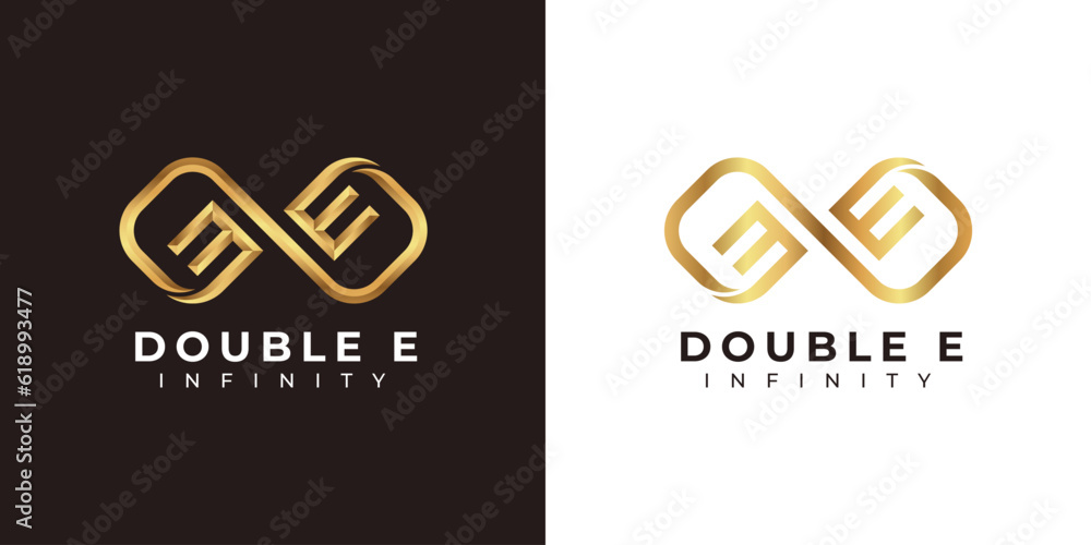 Letter E Infinity Logo design and Premium Gold Elegant symbol for ...