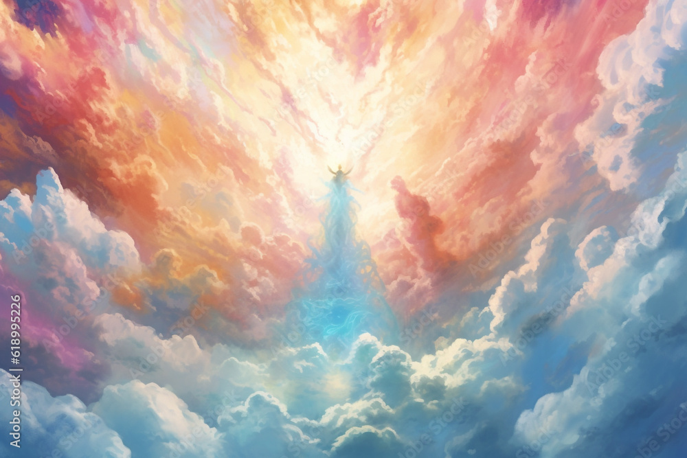 Religion, culture and sacral concept. Abstract visualization of God ...