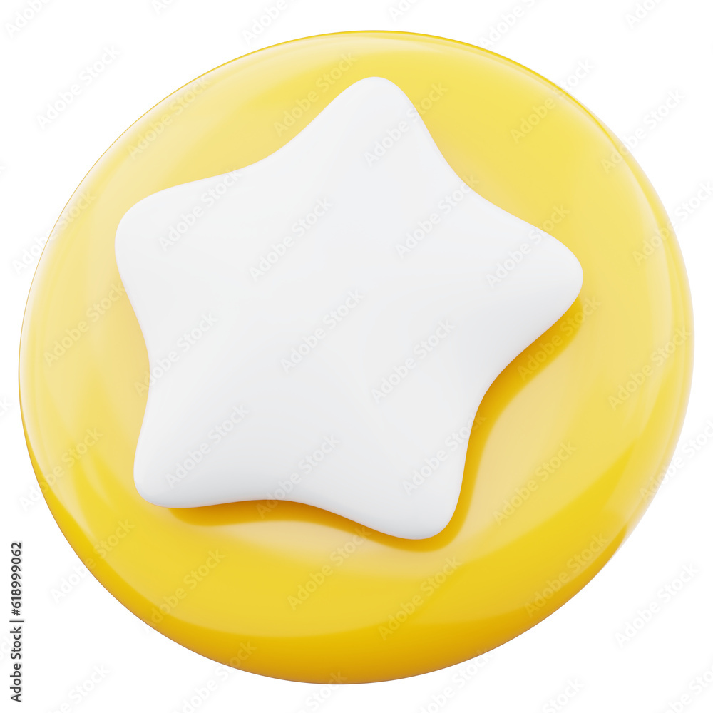 Favorite star popular button ellipse shape 3d render illustration ...