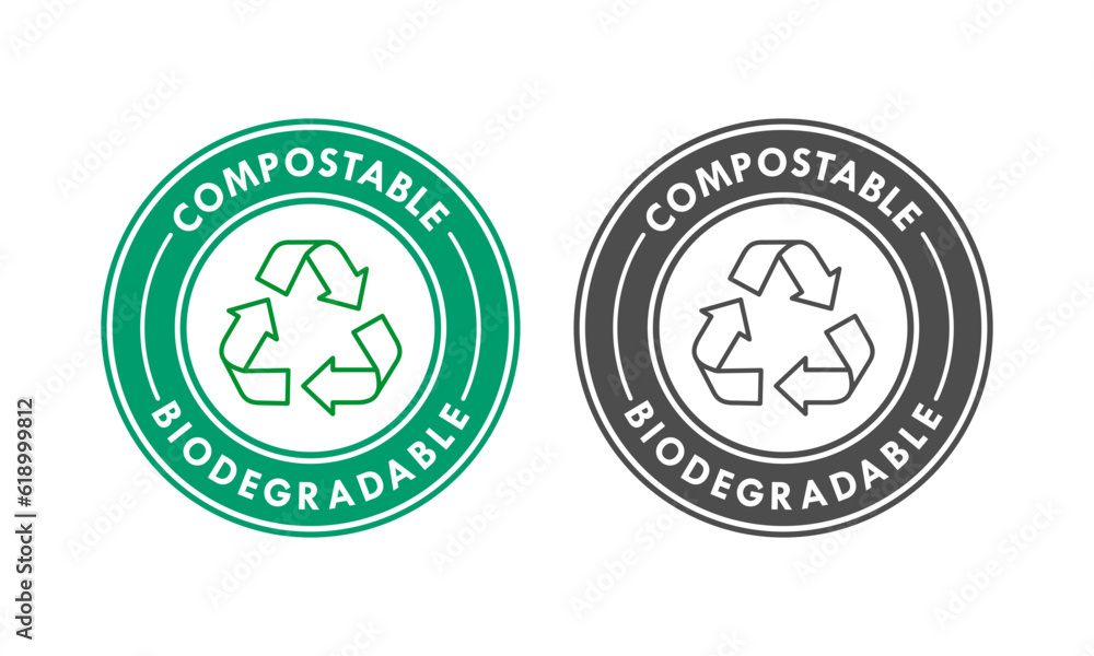 Biodegradable and compostable icon product Stock Vector | Adobe Stock