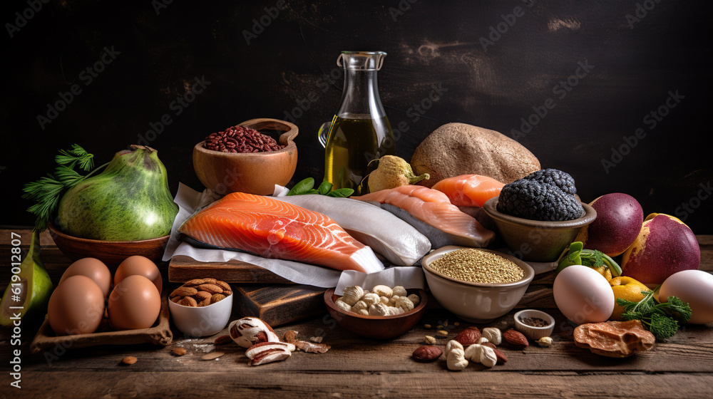 Selection of healthy food sources of omega 3 fatty acids. Balanced diet ...