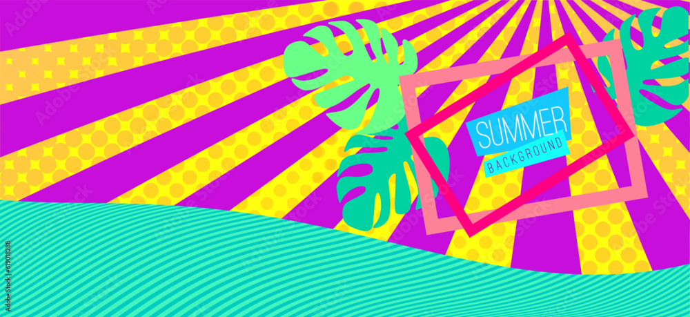 Colorful summer background. Exotic design, flat and geometric graphics ...