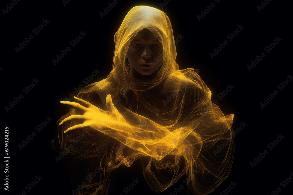 Halloween ghost glowing, grim reaper reaching towards, scary ghost ...