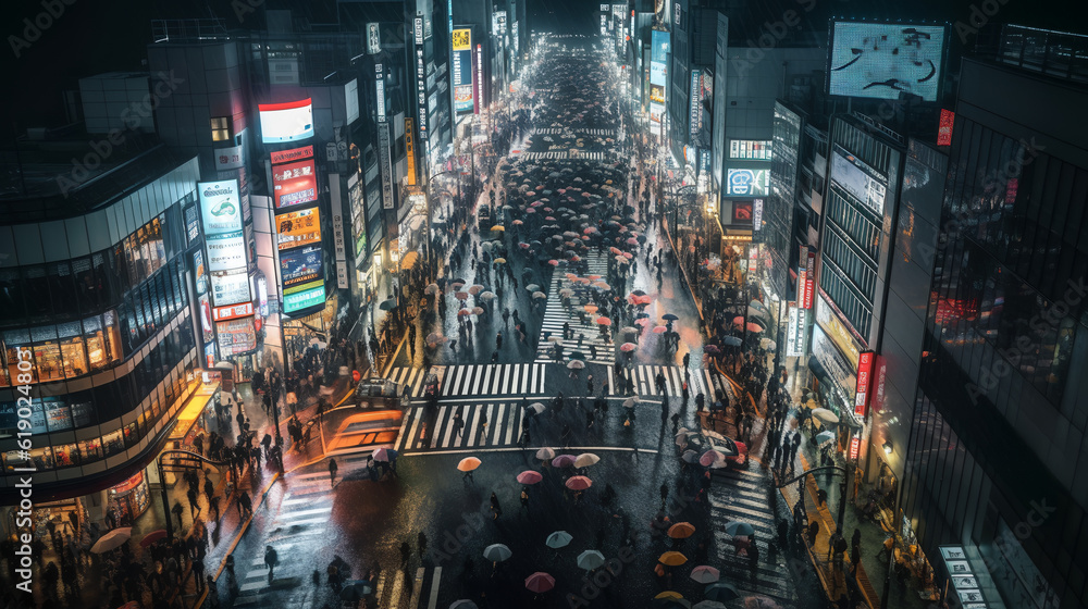 Step into the mesmerizing urban labyrinth of Tokyo's night cityscape ...