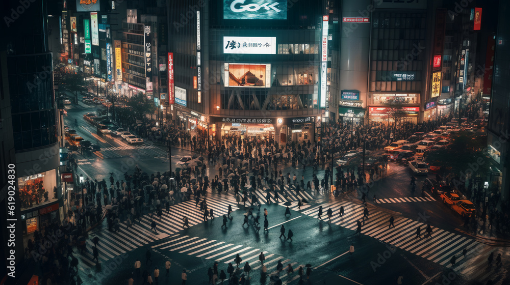 Step into the mesmerizing urban labyrinth of Tokyo's night cityscape ...