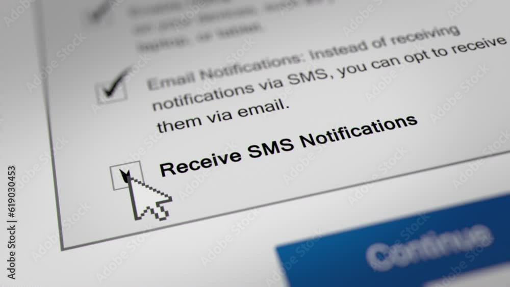 Animated Mouse Cursor Clicking "Receive SMS notifications" Checkbox to ...