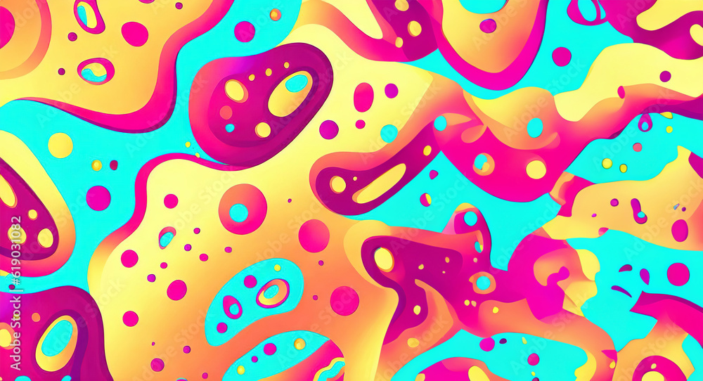 bright amoeba pattern banner background template with Generative AI ...