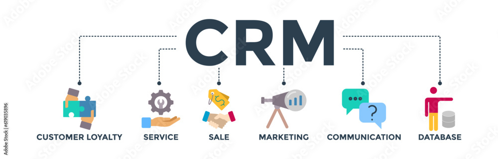 CRM banner web icon vector illustration concept for customer ...