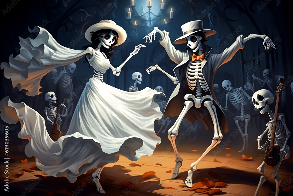 Cartoon Halloween Swing Dance. Generative AI. A digital illustration of ...