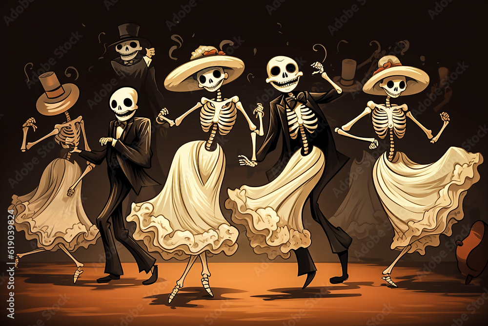 Cartoon Halloween Swing Dance. Generative AI. A digital illustration of ...