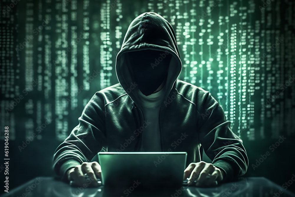 Hacker in data security concept hacker using laptop hacking the ...