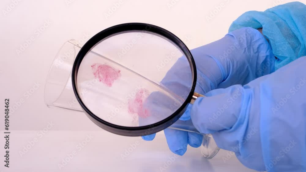 evidence idfresh splatter of red blood on glass goblet, forensic ...