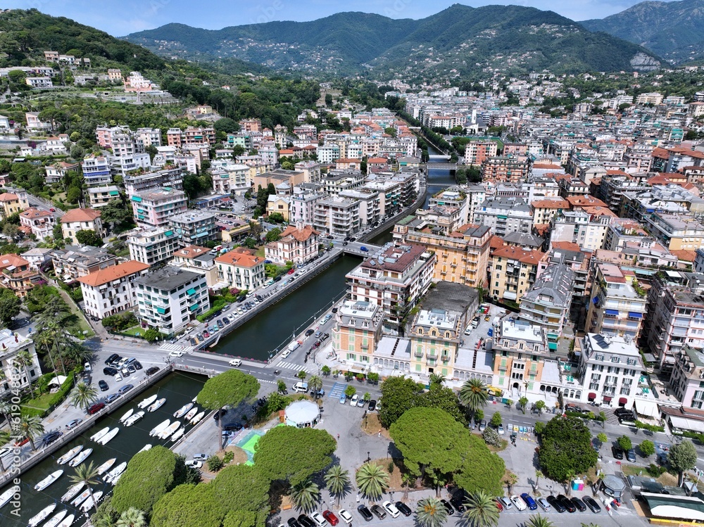 Panoramic aerial view of Rapallo. Genoa, Cinque Terre, Liguria, Italy ...