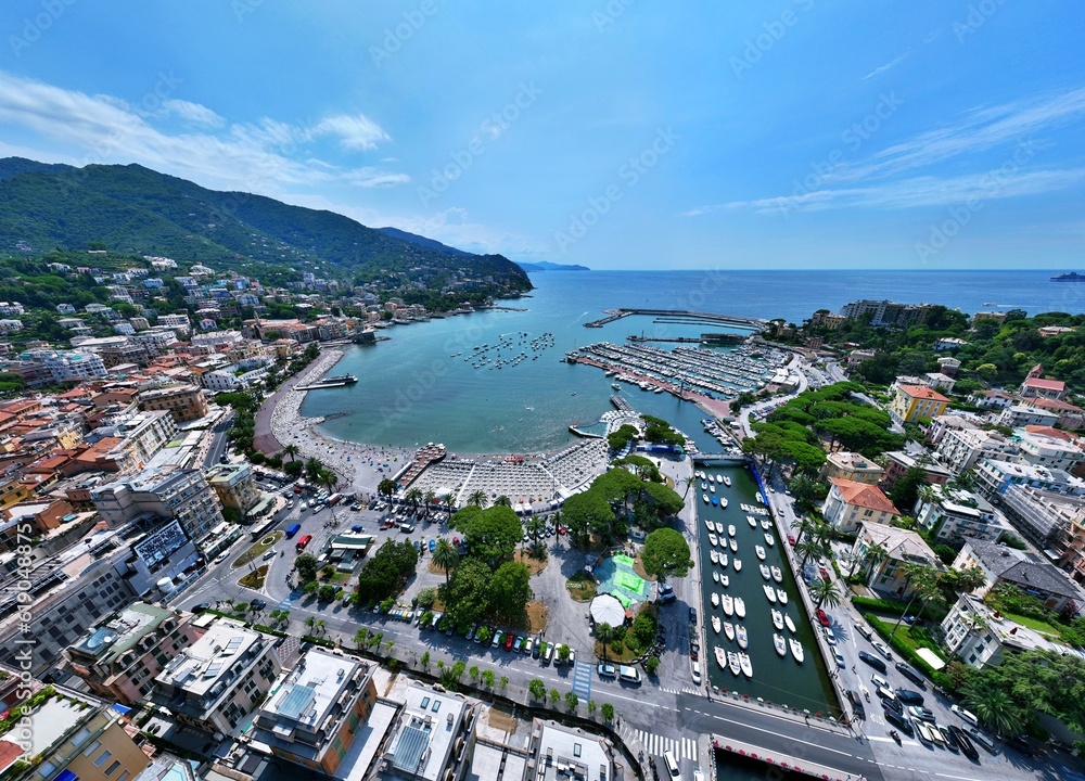 Panoramic aerial view of Rapallo. Genoa, Cinque Terre, Liguria, Italy ...